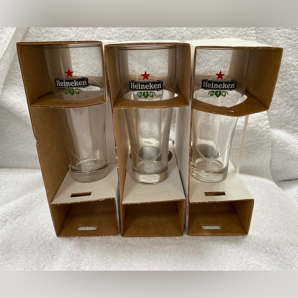 Heineken | Dining | Nib Set Of 6 Heineken Beer Red Star Etched Branded ...